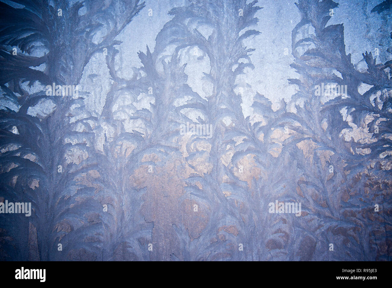 Frosty pattern on the glass. Winter Christmas abstract backdrop ...