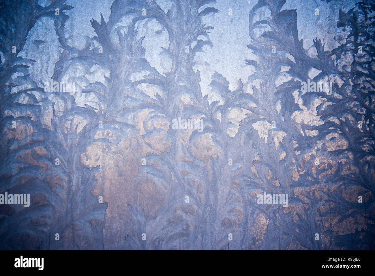 Frosty pattern on the glass. Winter Christmas abstract backdrop ...