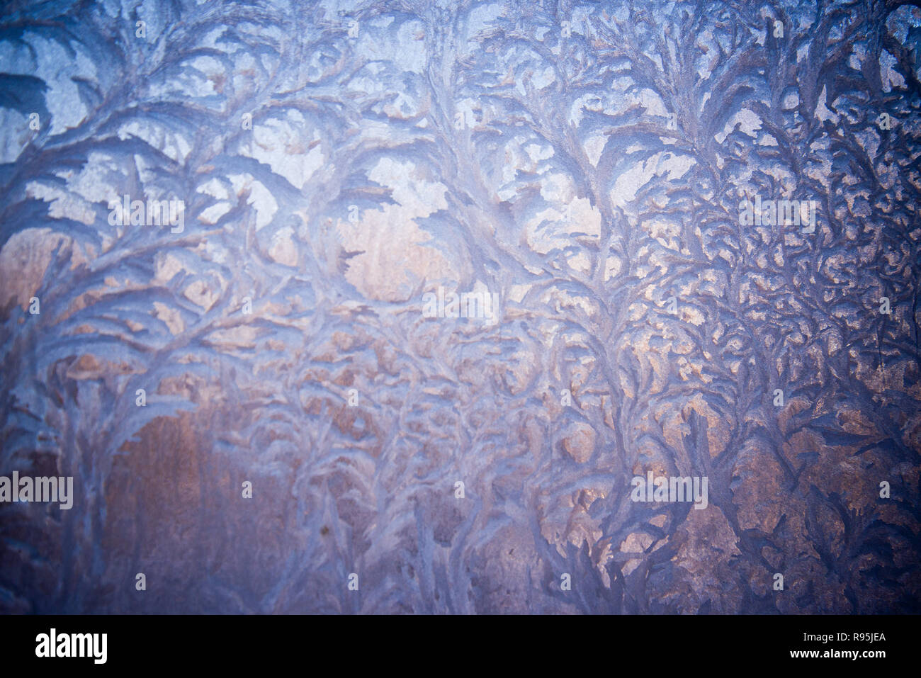 Frosty pattern on the glass. Winter Christmas abstract backdrop ...