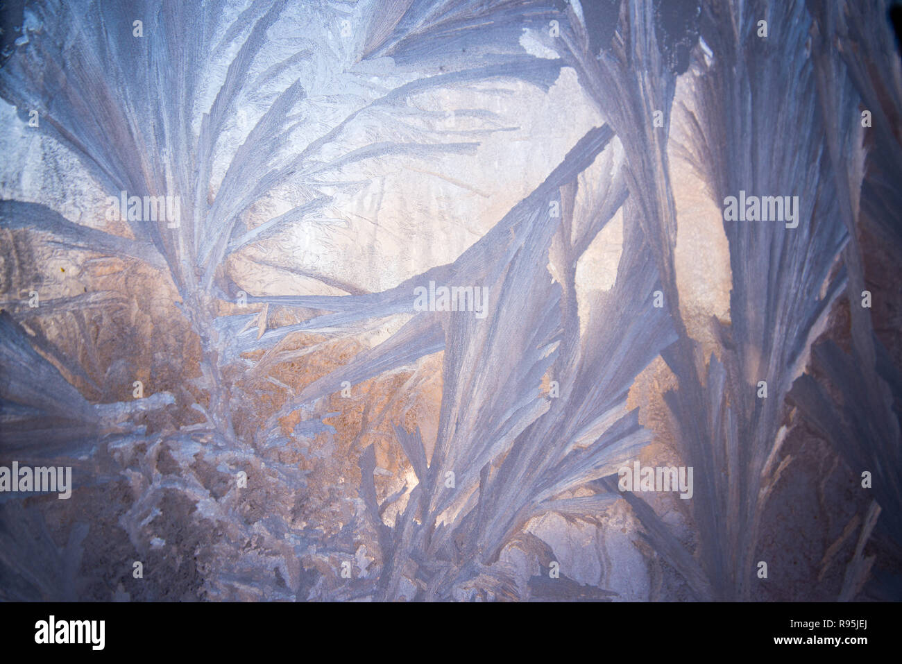 Frosty pattern on the glass. Winter Christmas abstract backdrop ...
