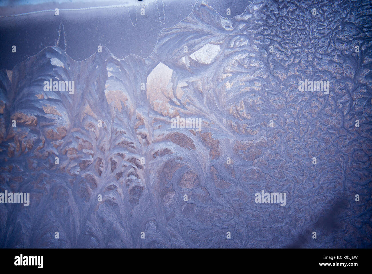 Frosty pattern on the glass. Winter Christmas abstract backdrop ...
