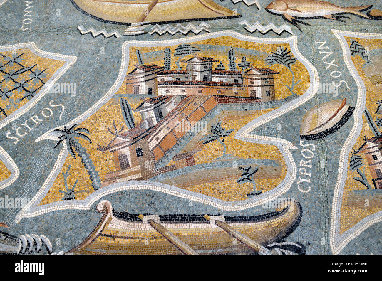 Roman Floor Mosaic (c3rd-c4th), Plan or Map of the Mediterranean Island ...