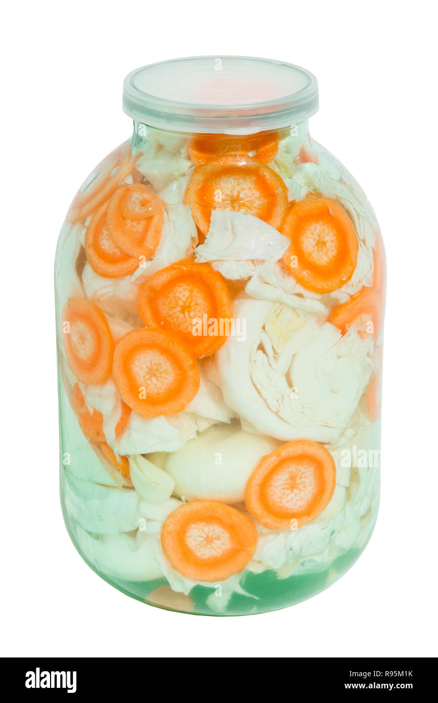 Pickled cabbage in a jar. Isolated on a white background Stock Photo ...