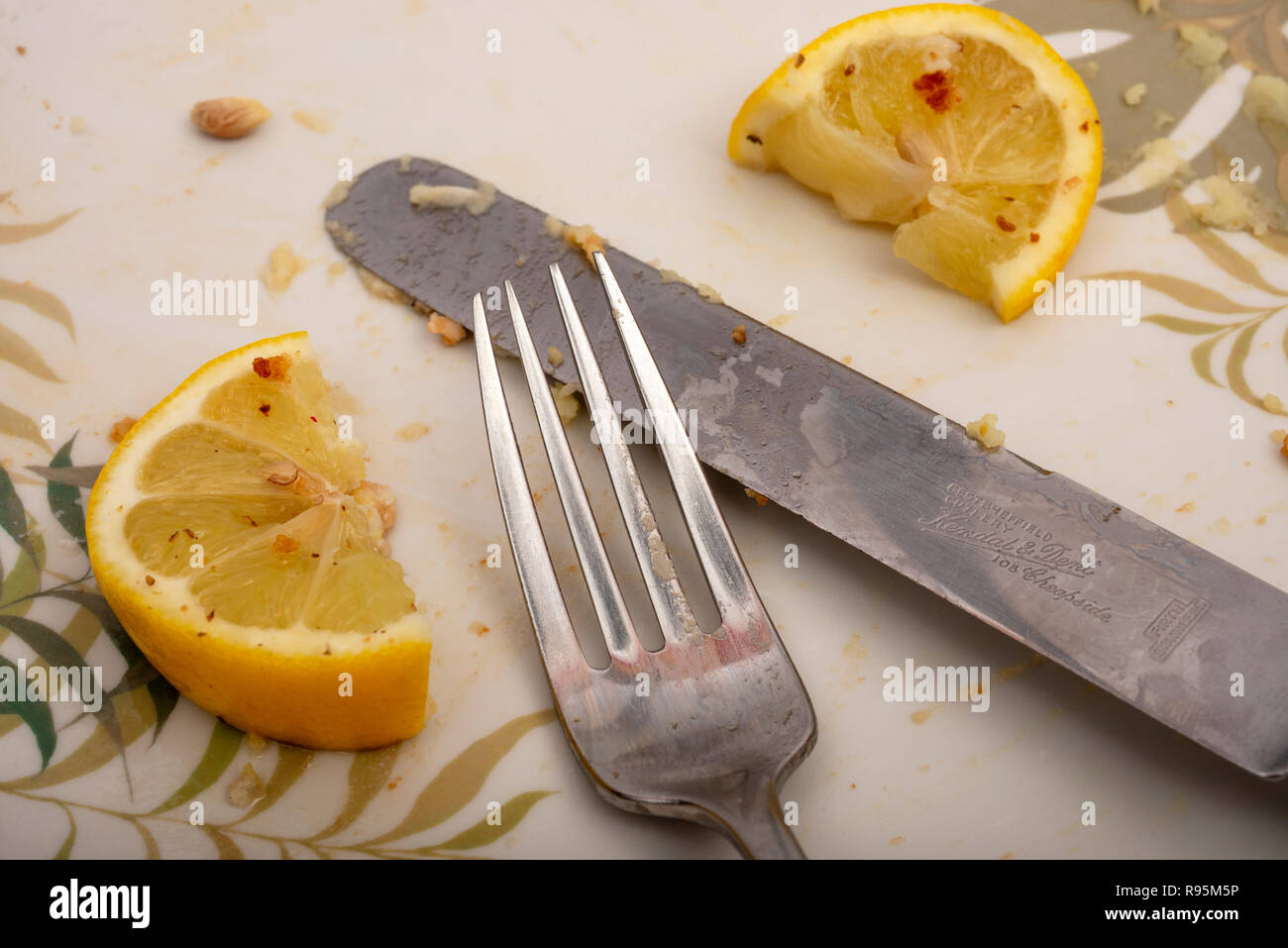 Empty plate after a meal of fish and chips Stock Photo - Alamy