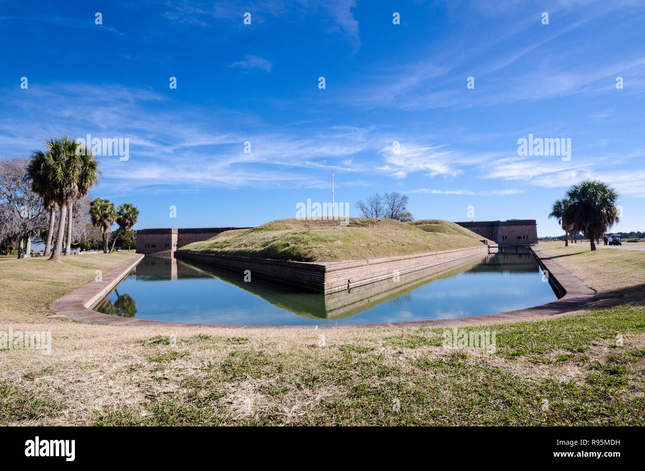 A moat around the Fort Pulaski National Monument near Savannah Georgia ...