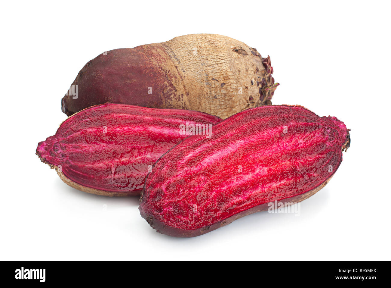 Long beet root closeup isolated on white background Stock Photo - Alamy