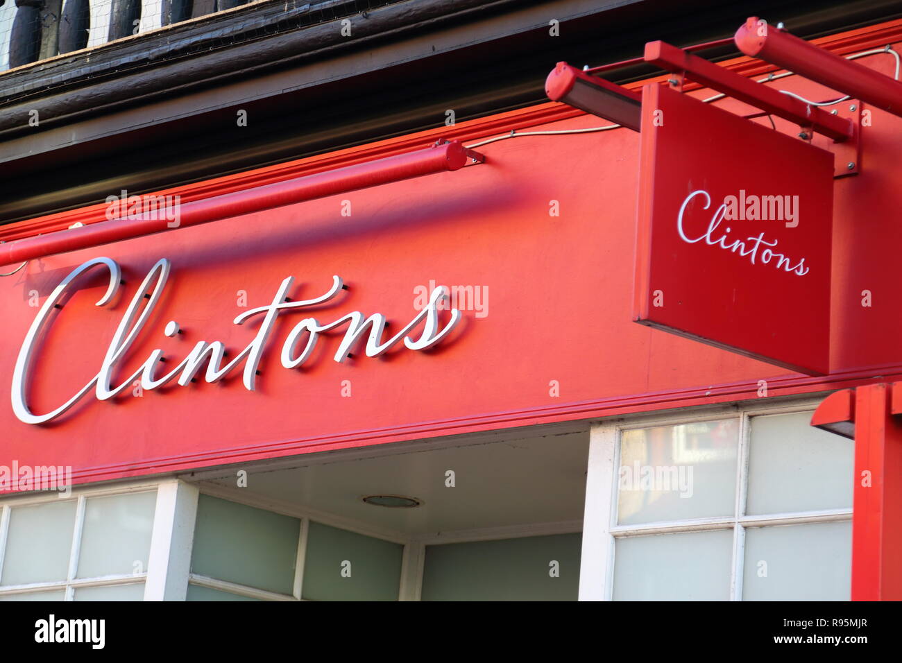 Clintons logo above shop Stock Photo - Alamy