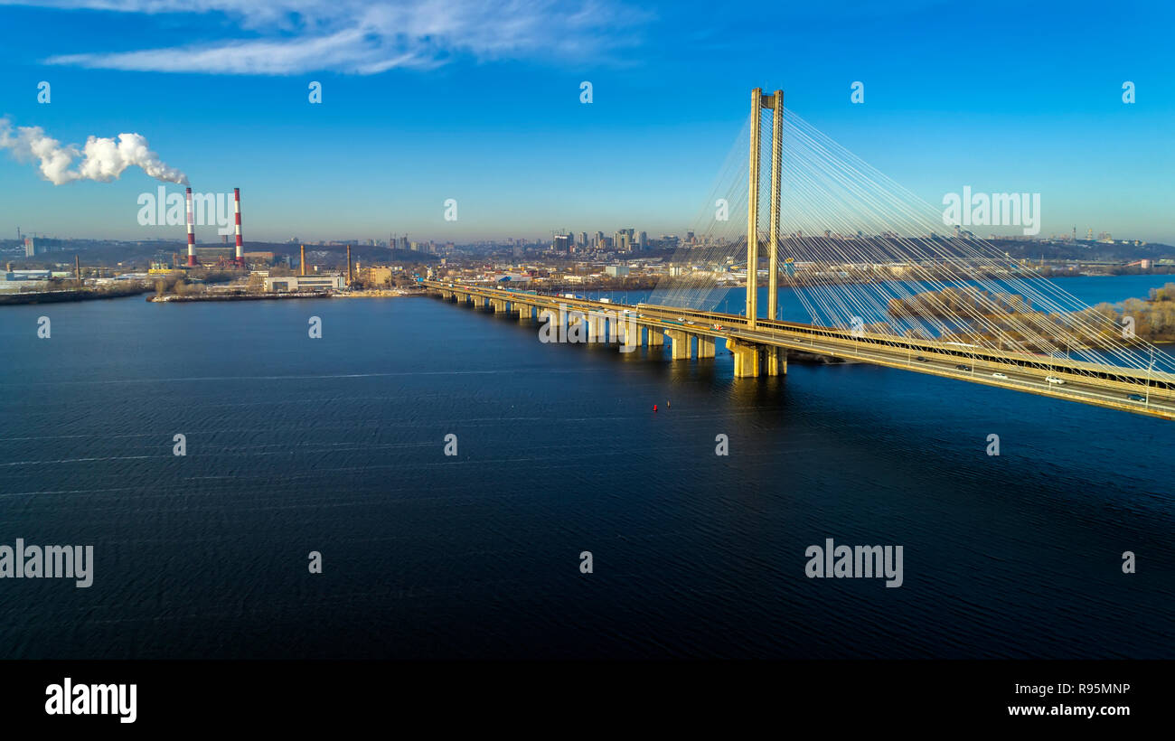 Aerial view of the South Bridge. Aerial view of South subway cable ...