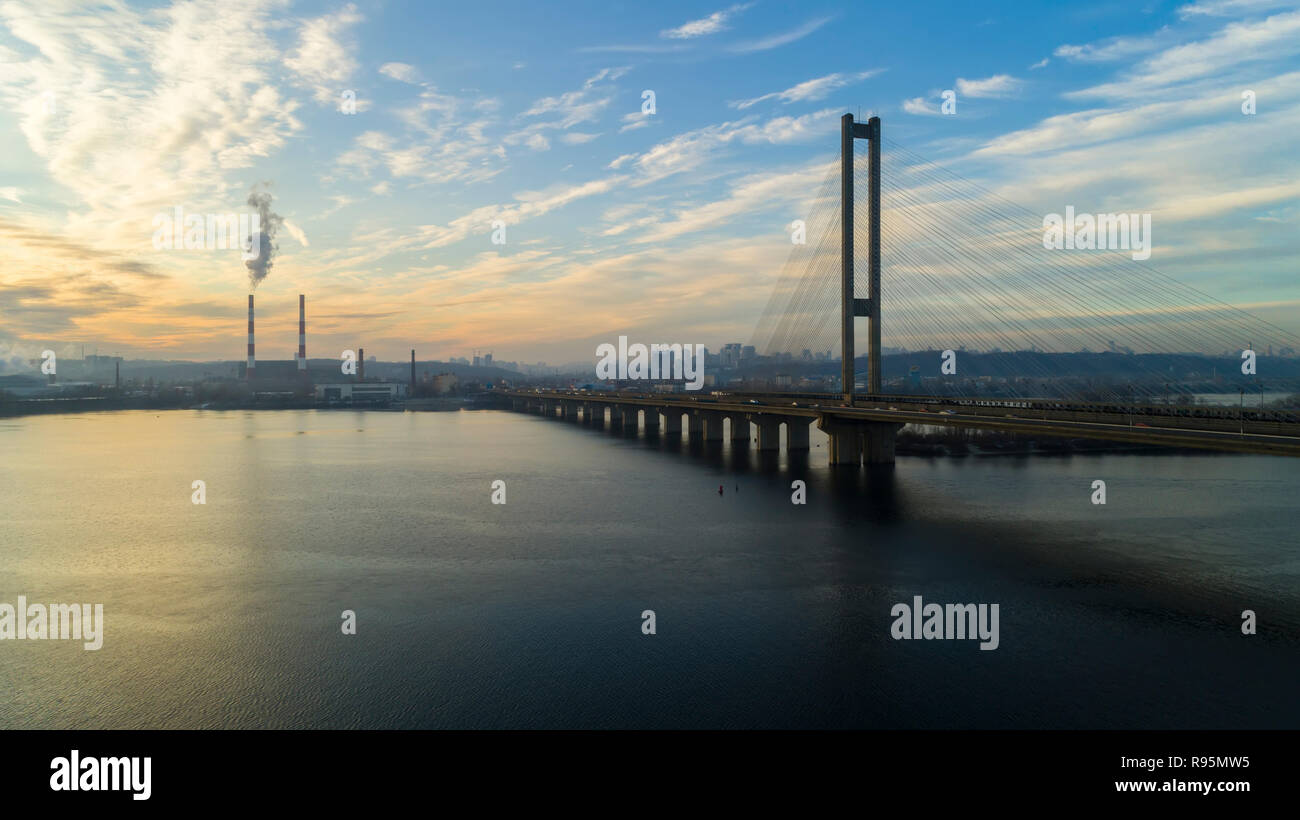 Aerial view of the South Bridge. Aerial view of South subway cable ...