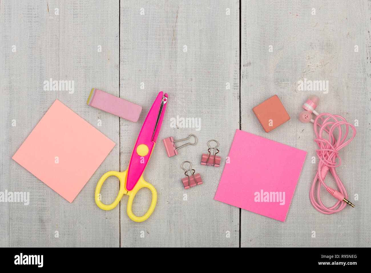 School supplies for girls pink - scissors, stickers, eraser and other ...