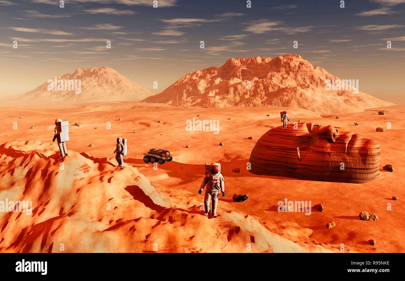 A Sculptured Humanoid Face On The Surface Of Mars Stock Photo - Alamy