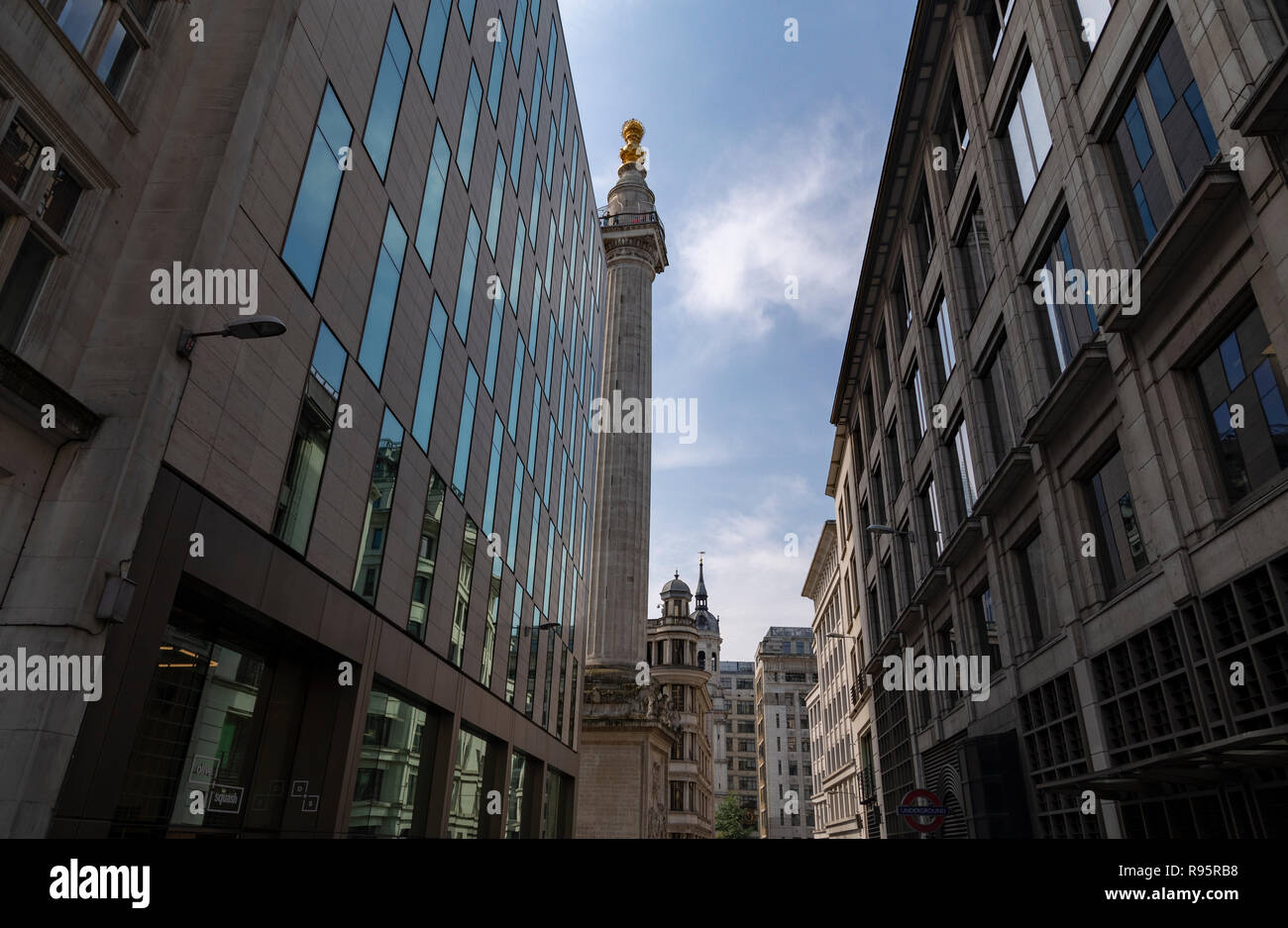 London, England, UK. Monument (to the Great Fire of London) at the ...