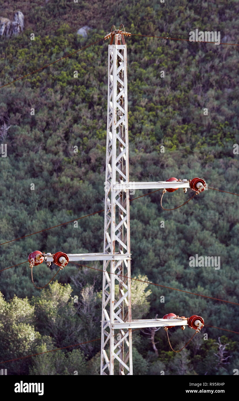 Utility tower showing some details in the high mountain Stock Photo - Alamy