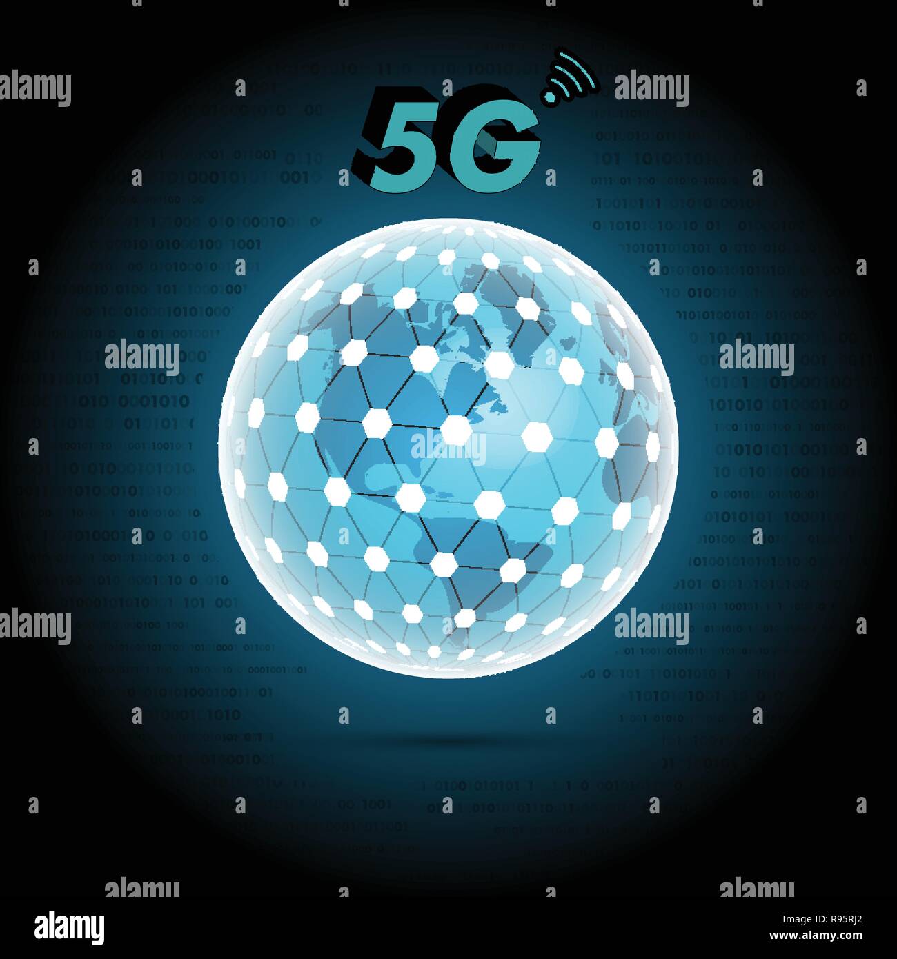 world 3d globe with newest 5g mobile network telecommunication ...