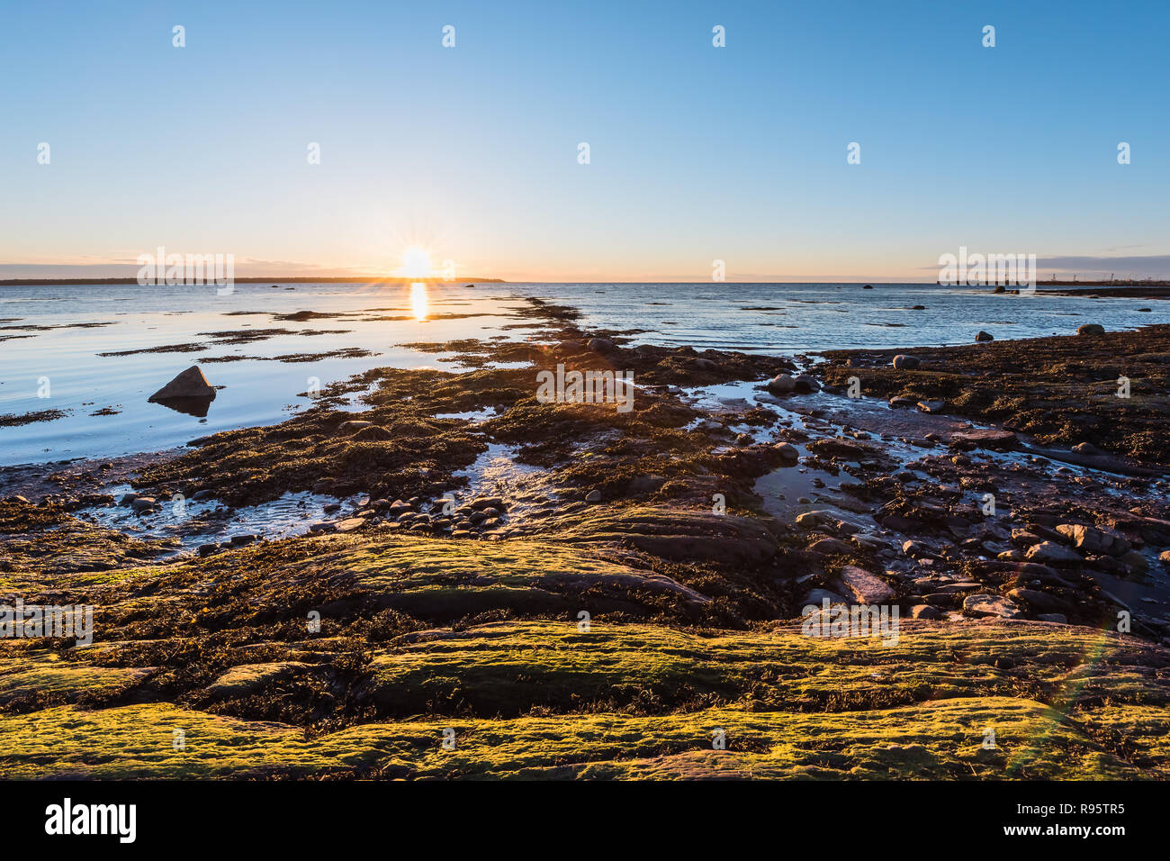 Sunset in Rimouski, Quebec, Saint Lawrence river in Gaspesie, Canada ...