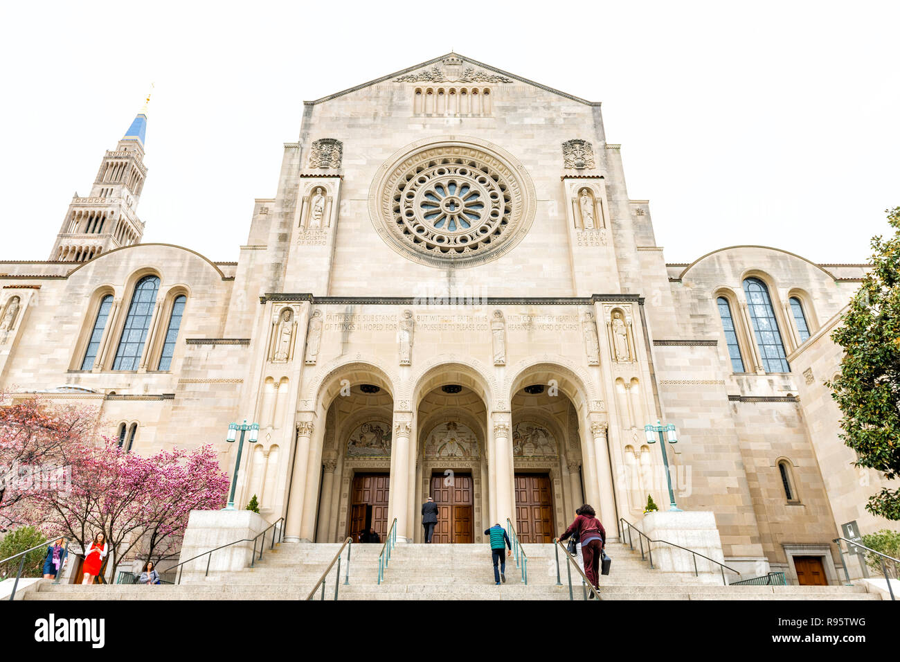 Washington DC, USA - April 1, 2018: Entrance of Basilica of National ...