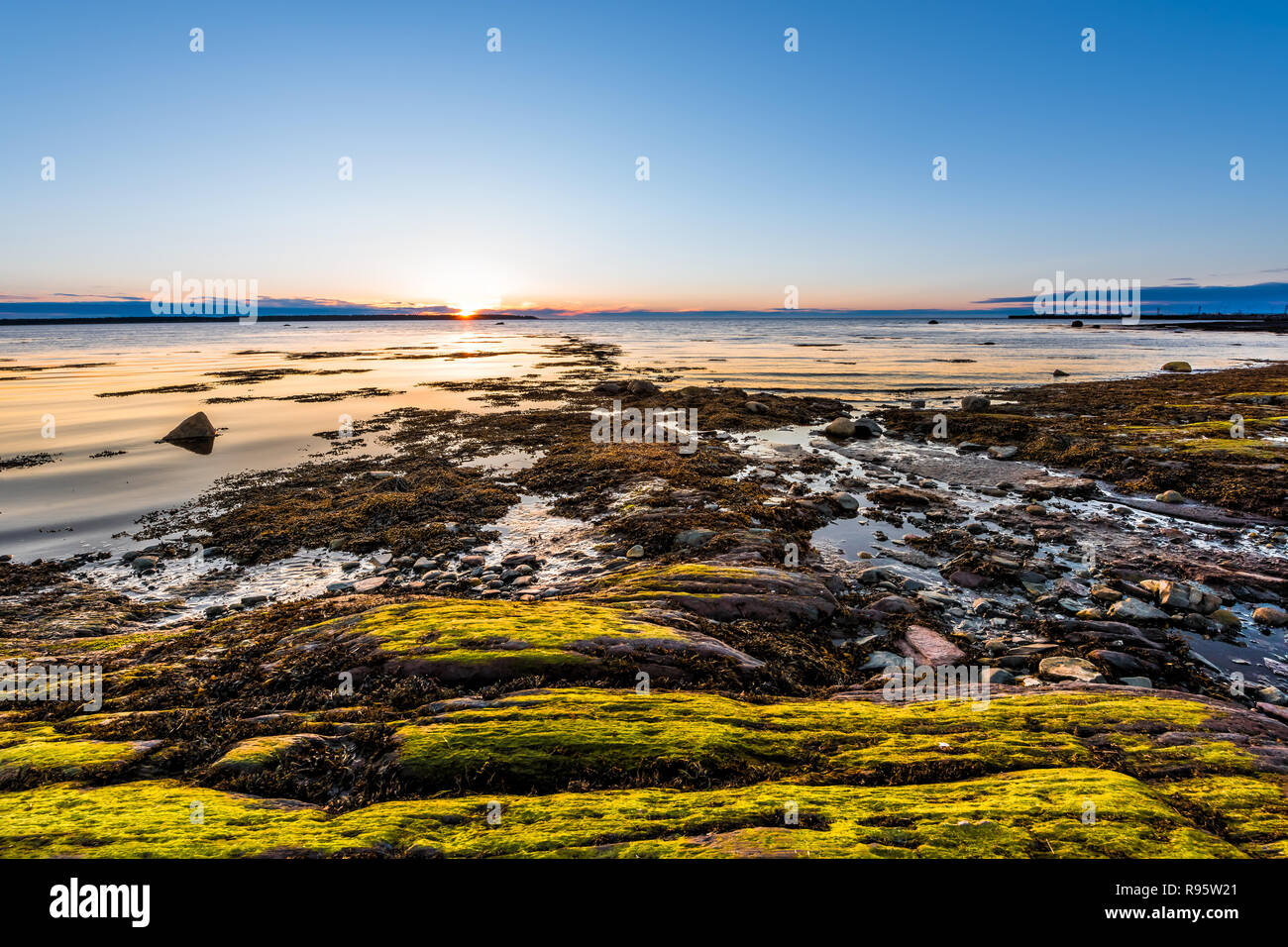 Sunset in Rimouski, Quebec, Saint Lawrence river in Gaspesie, Canada ...
