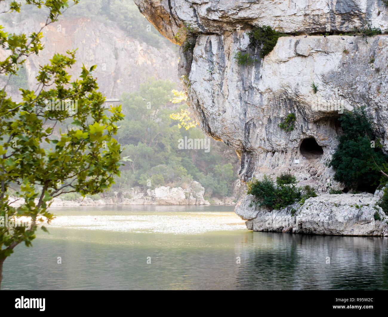 Natural Bridge Pont d'Arc over the river Ardeche in Southern France ...