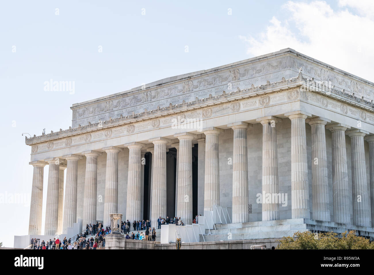 Washington DC, USA - April 5, 2018: Many people, crowd, tourists ...