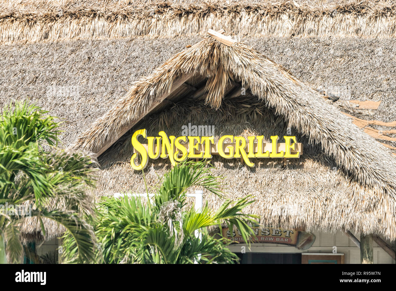 Marathon, USA - May 1, 2018: Sunset Grille and Raw Bar restaurant ...