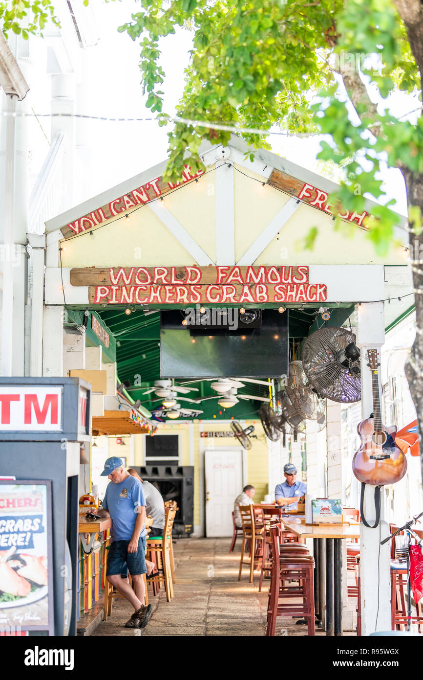 Key West, USA - May 1, 2018: Entrance exterior of Pincher's Crab Shack ...