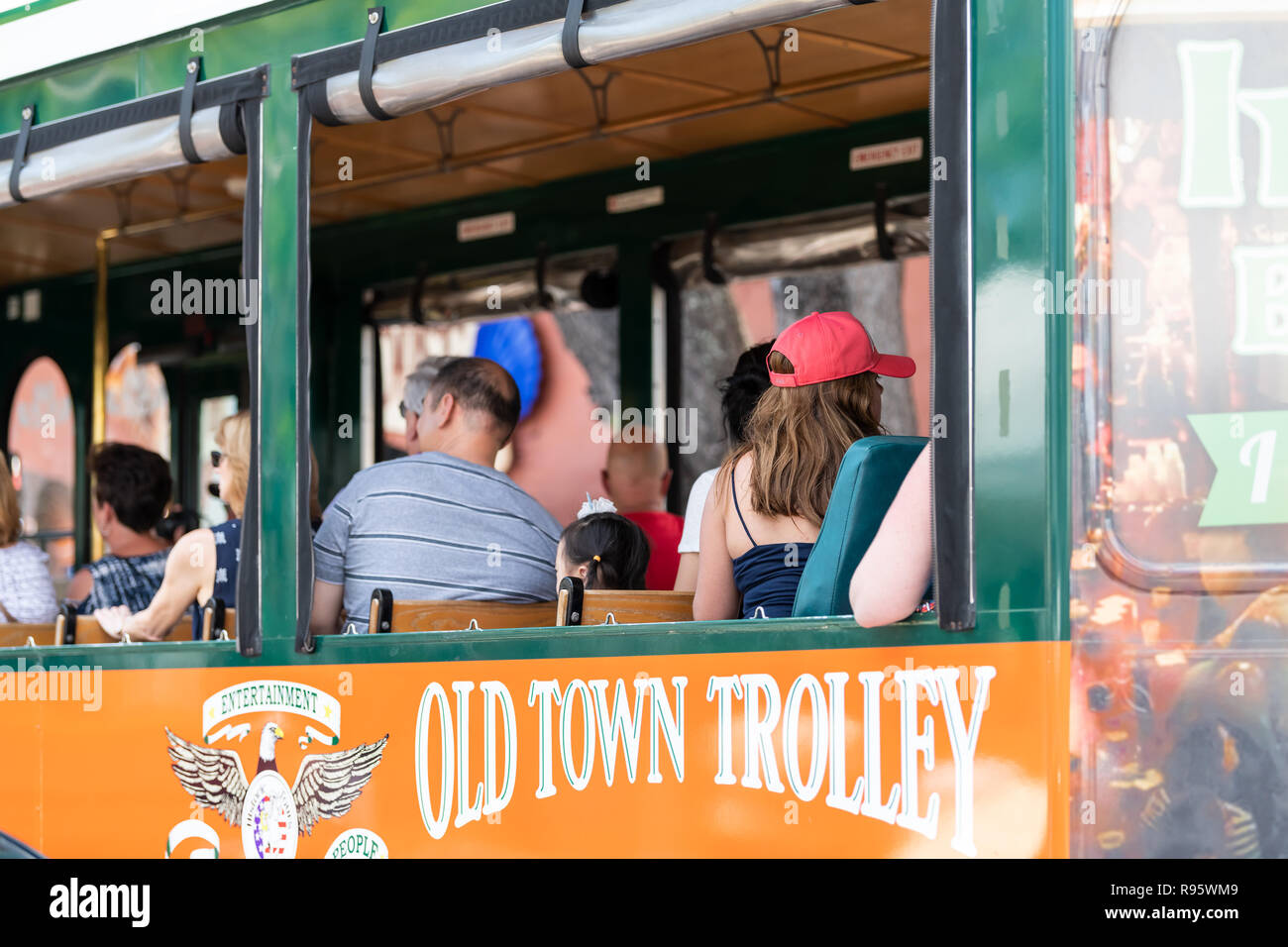 Key West, USA - May 1, 2018: Closeup of behind, back view of old town ...