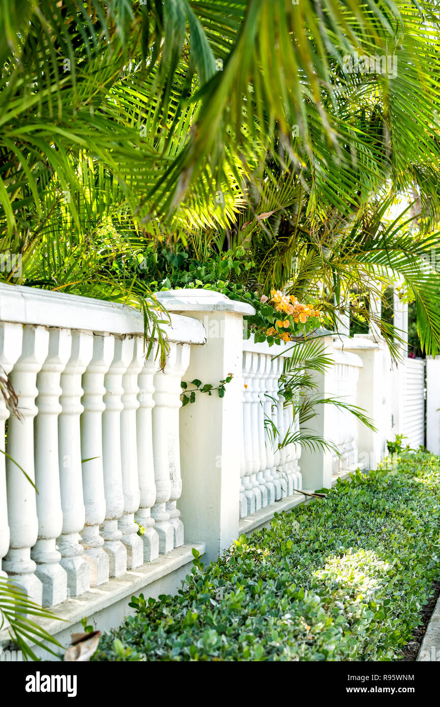 White marble column, columns wall, fence, wall in residential area with ...