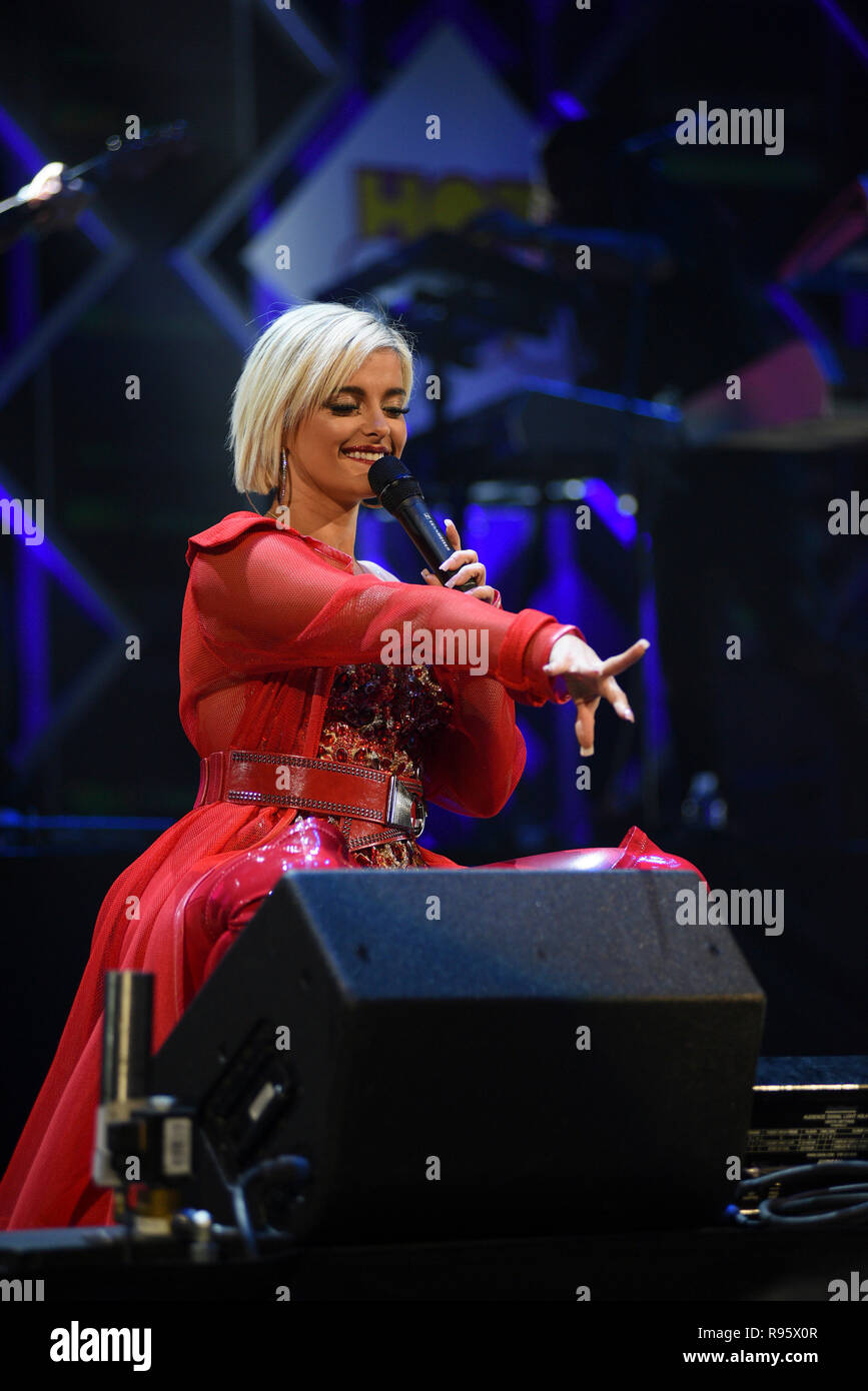 Singer Bebe Rexha performs on stage at the Capital One Arena in ...