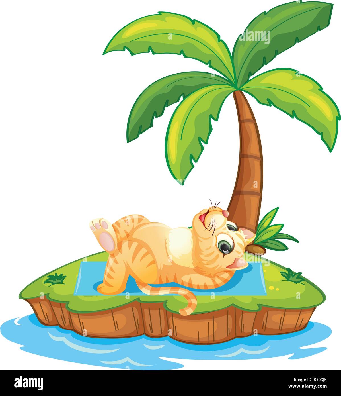 Cat relax on the island illustration Stock Vector Image & Art - Alamy