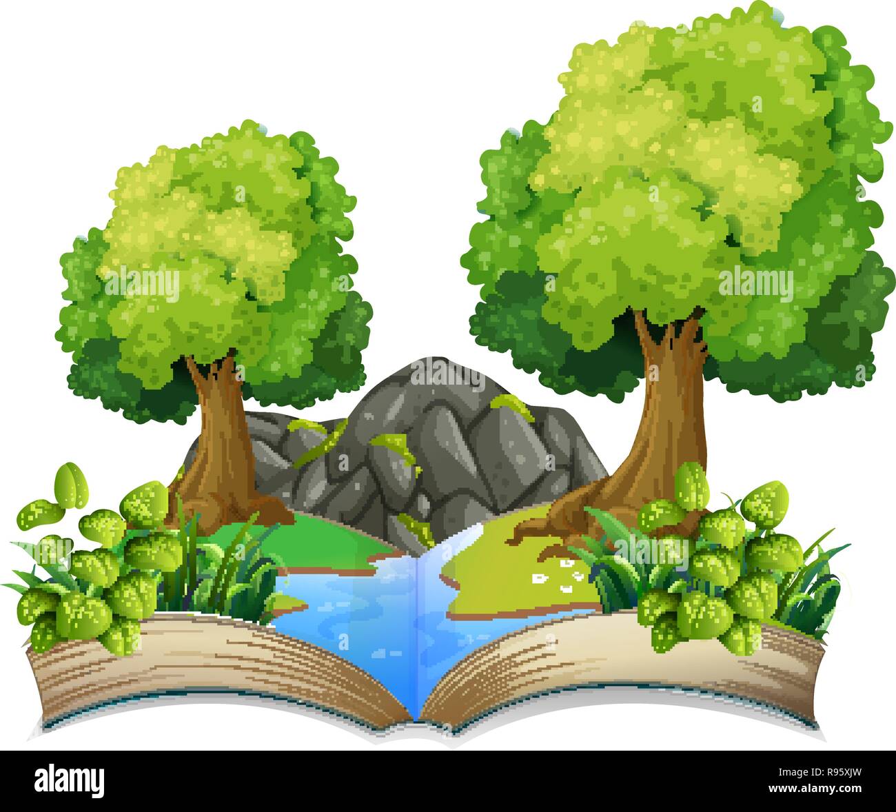 Open book nature theme illustration Stock Vector Image & Art - Alamy