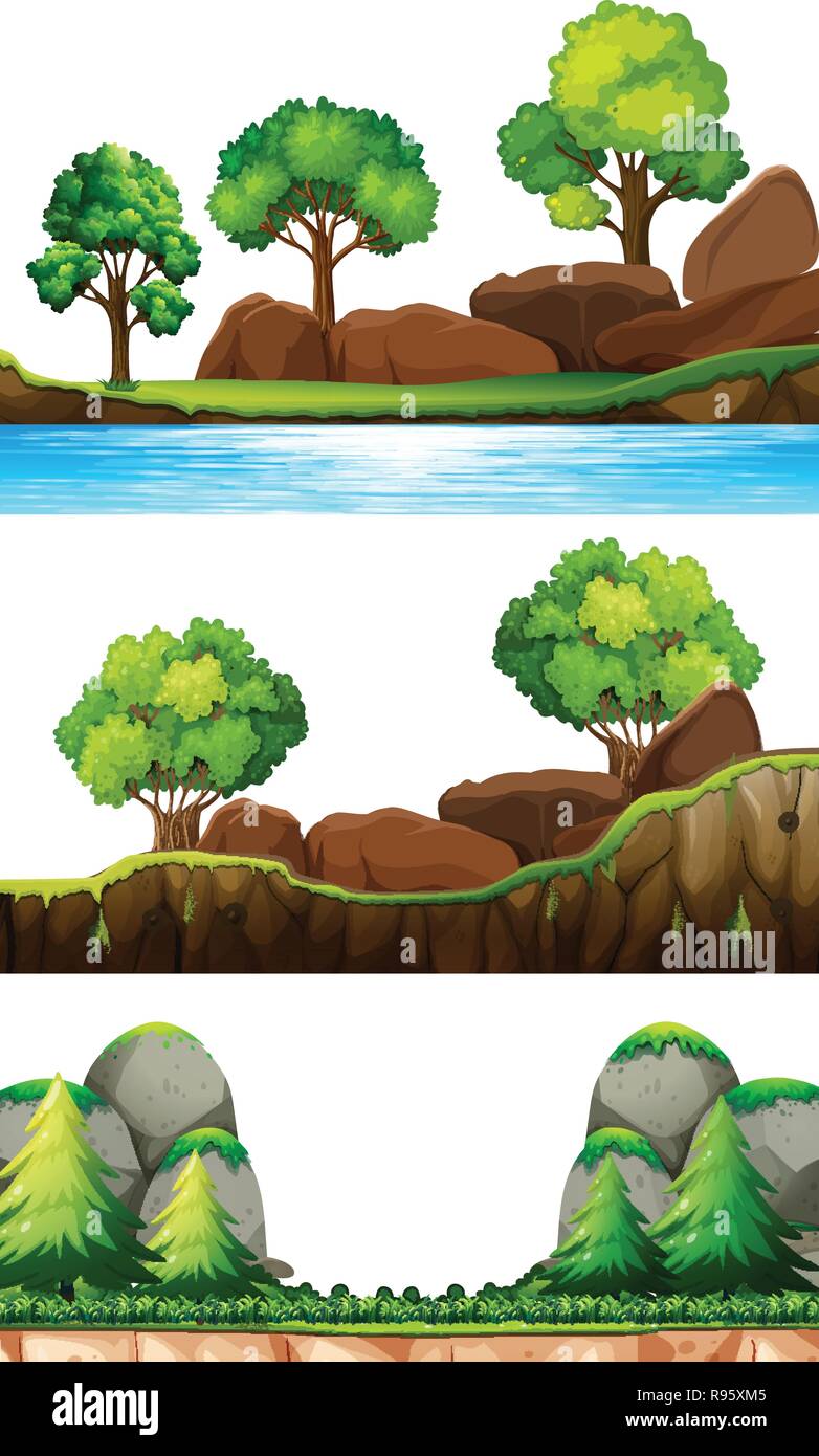 Set of nature landscape illustration Stock Vector Image & Art - Alamy