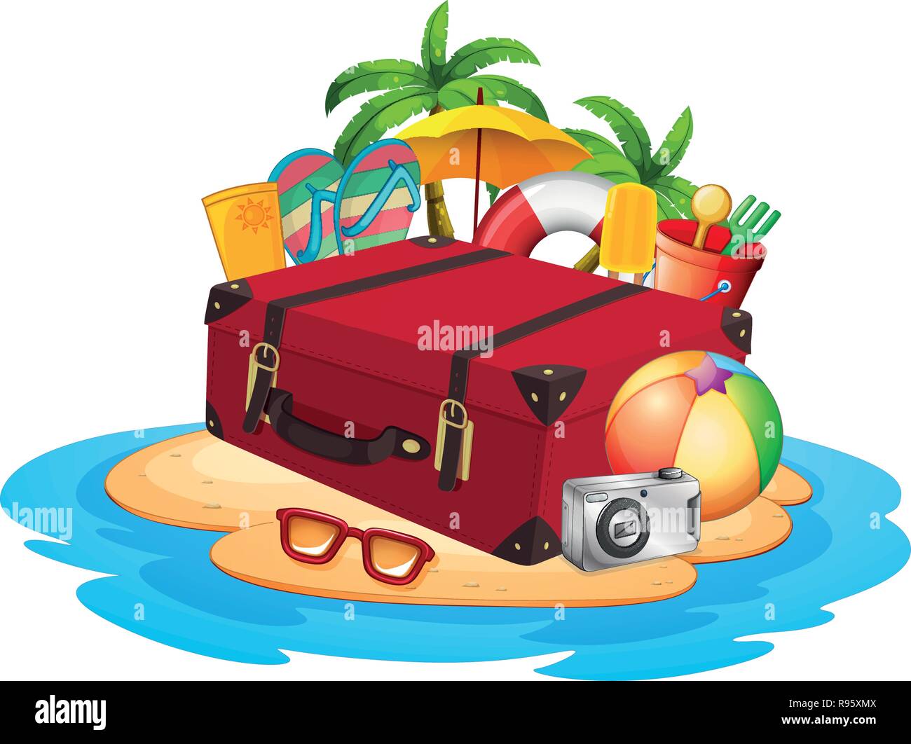 Travel element on island illustration Stock Vector Image & Art - Alamy