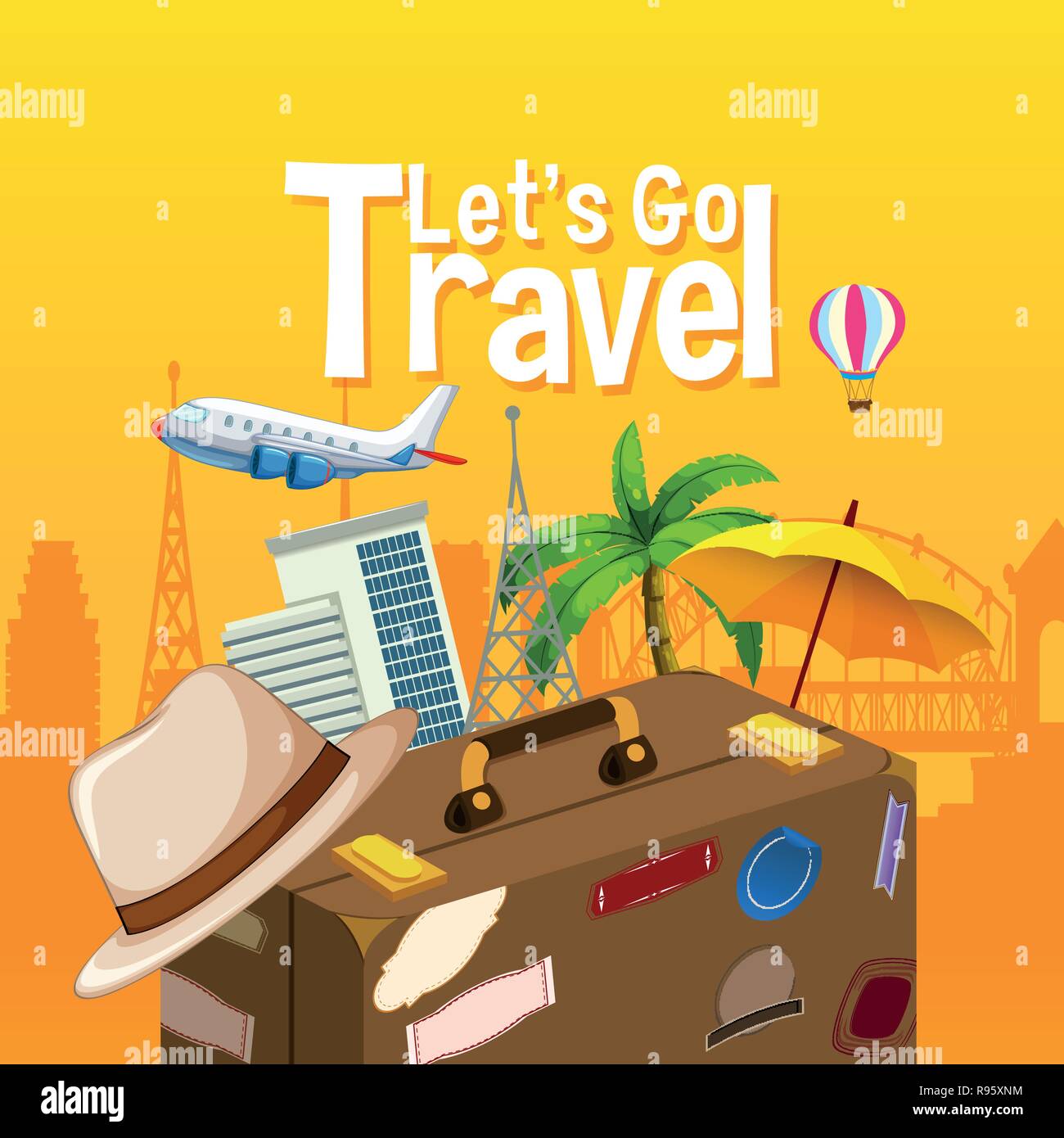 Let's go travel object illustration Stock Vector Image & Art - Alamy