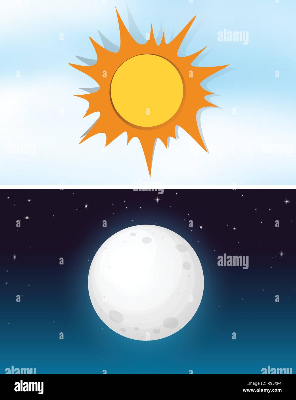Day and night sky illustration Stock Vector Image & Art - Alamy