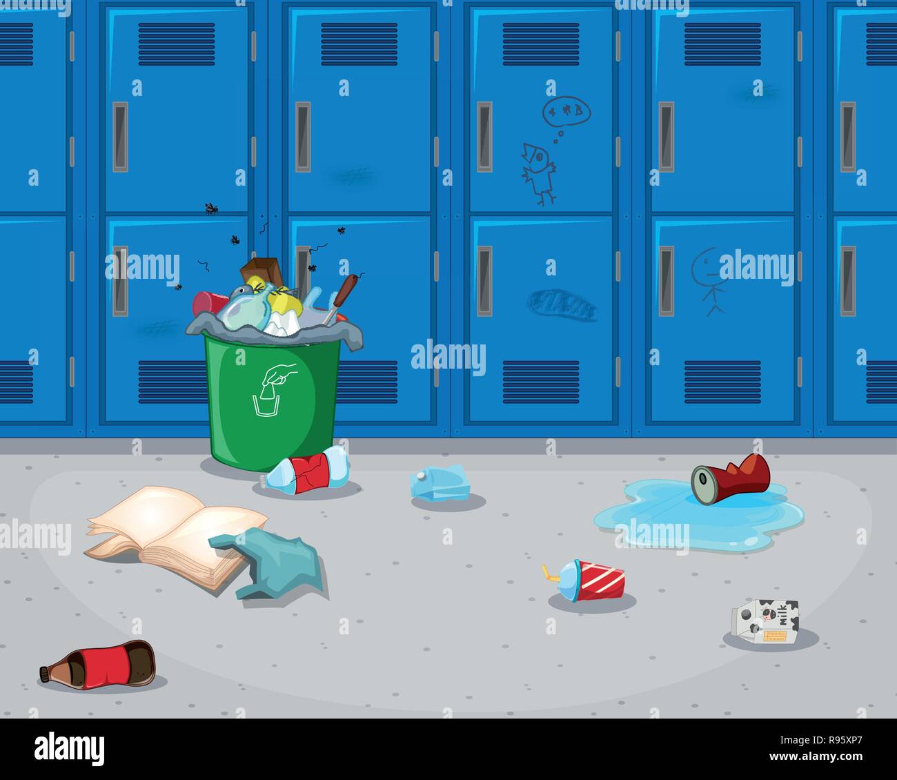Dirty school hallway background illustration Stock Vector Image & Art ...
