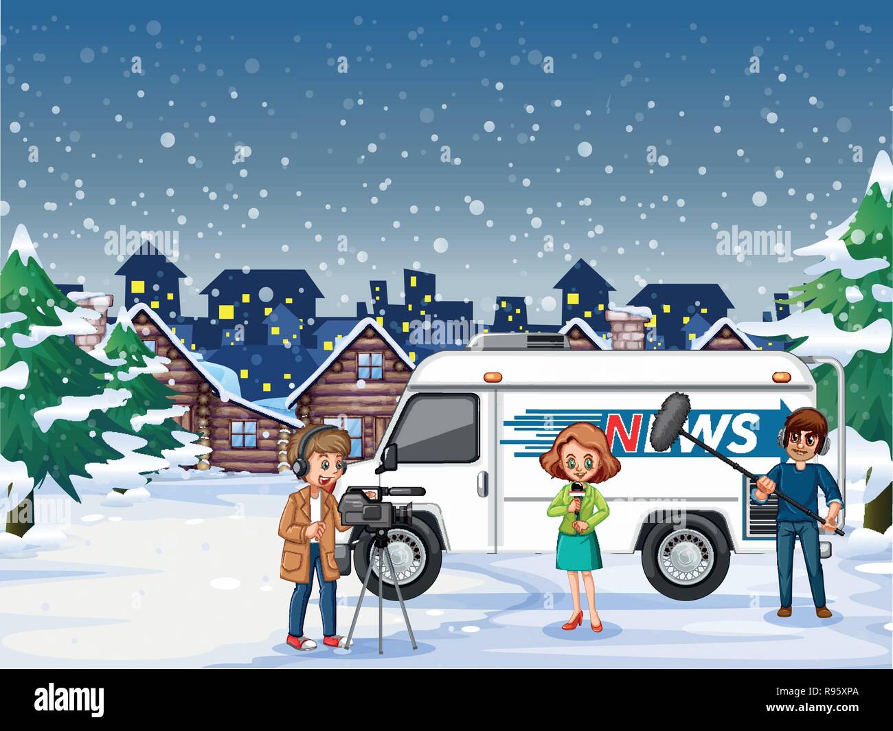 News journalist working outdoor illustration Stock Vector Image & Art ...