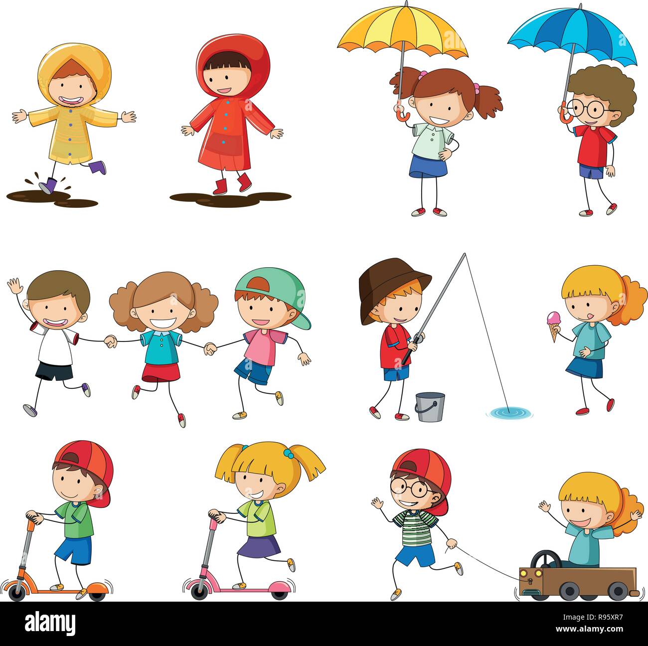 Set of doodle kids character illustration Stock Vector Image & Art - Alamy