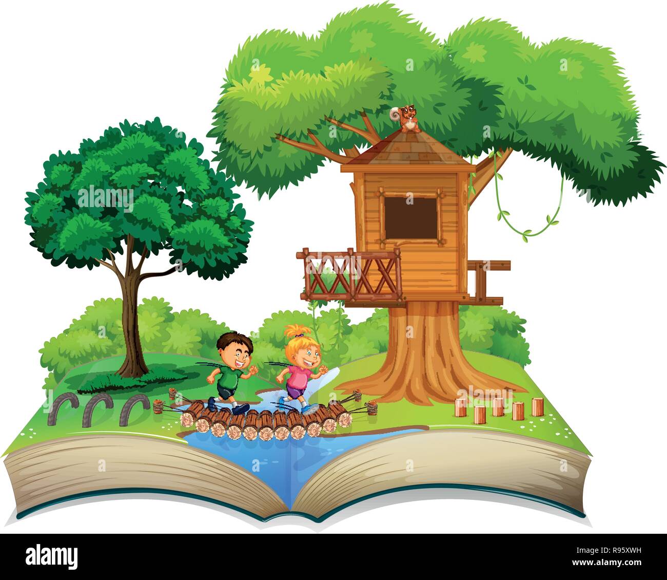 Open book children in nature theme illustration Stock Vector Image ...