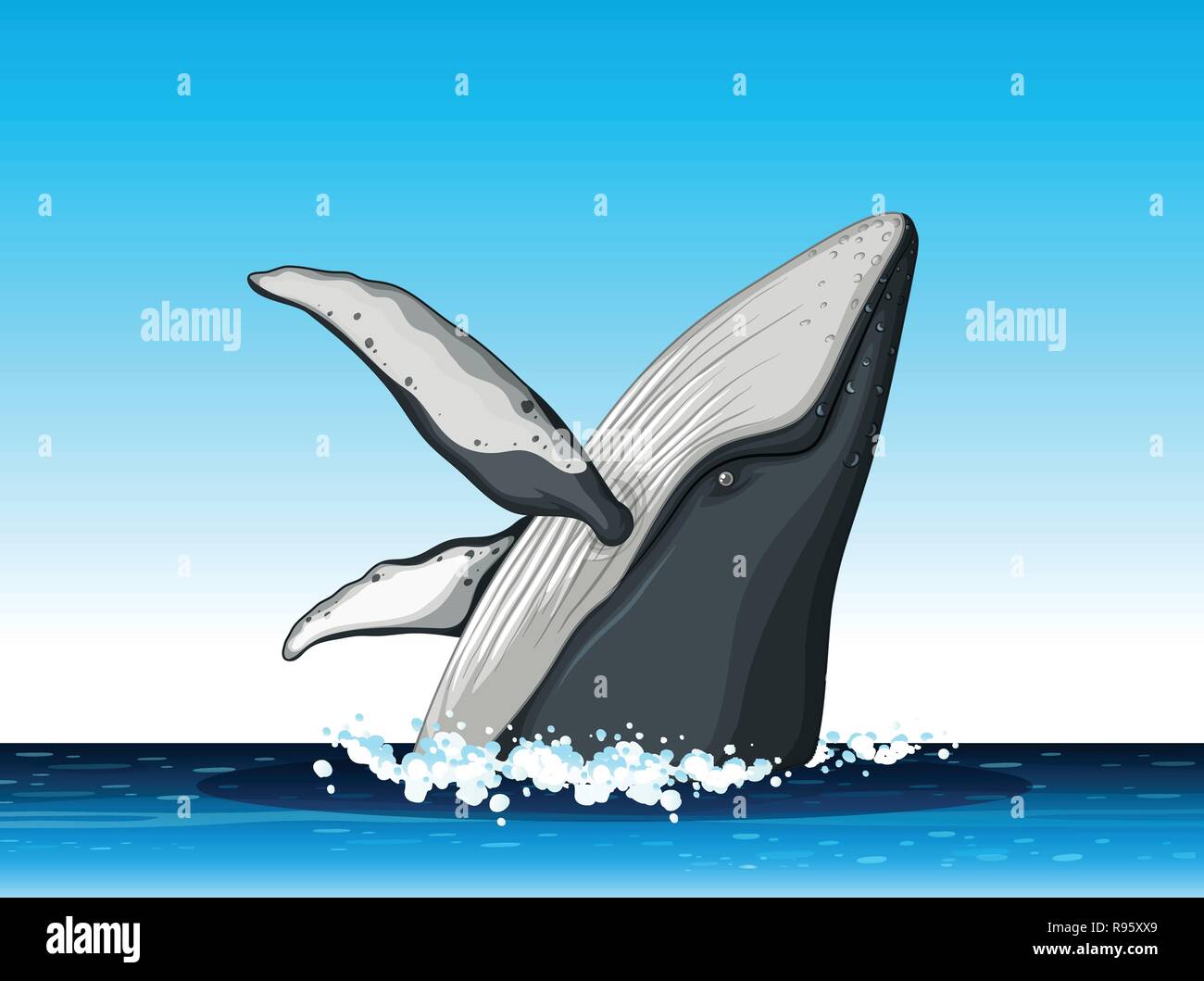 Humpback whale jump out of water illustration Stock Vector Image & Art ...