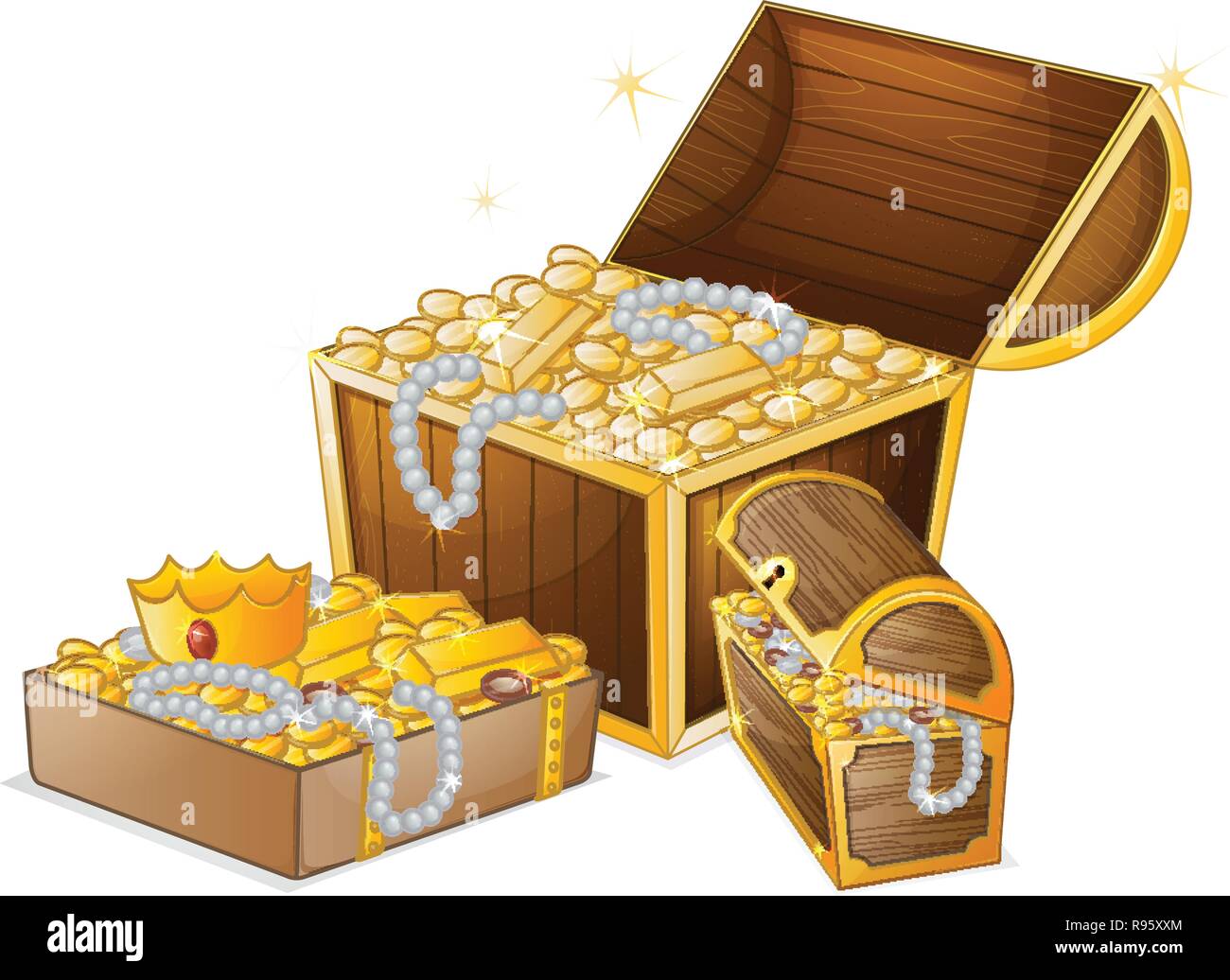 Set of gold treasure illustration Stock Vector Image & Art - Alamy