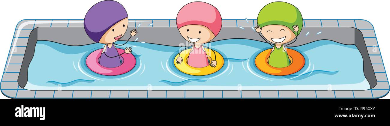 Girls At Swimming Pool Stock Vector Images - Alamy