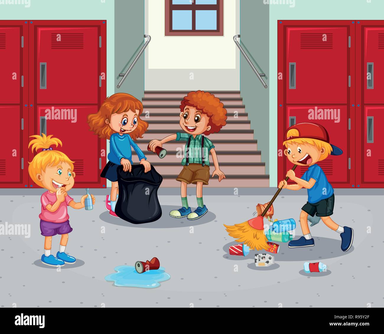 Illustration Student Cleaning Stock Photos & Illustration Student ...