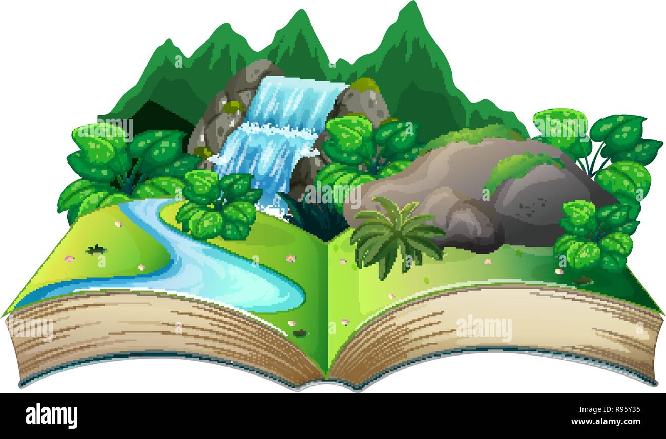 Open book with nature landscape illustration Stock Vector Image & Art ...