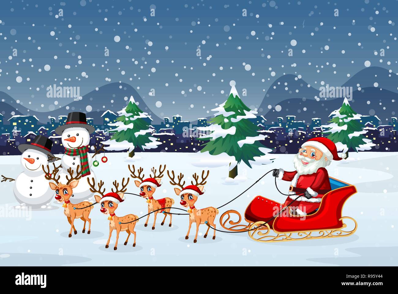Santa riding sleigh hi-res stock photography and images - Alamy