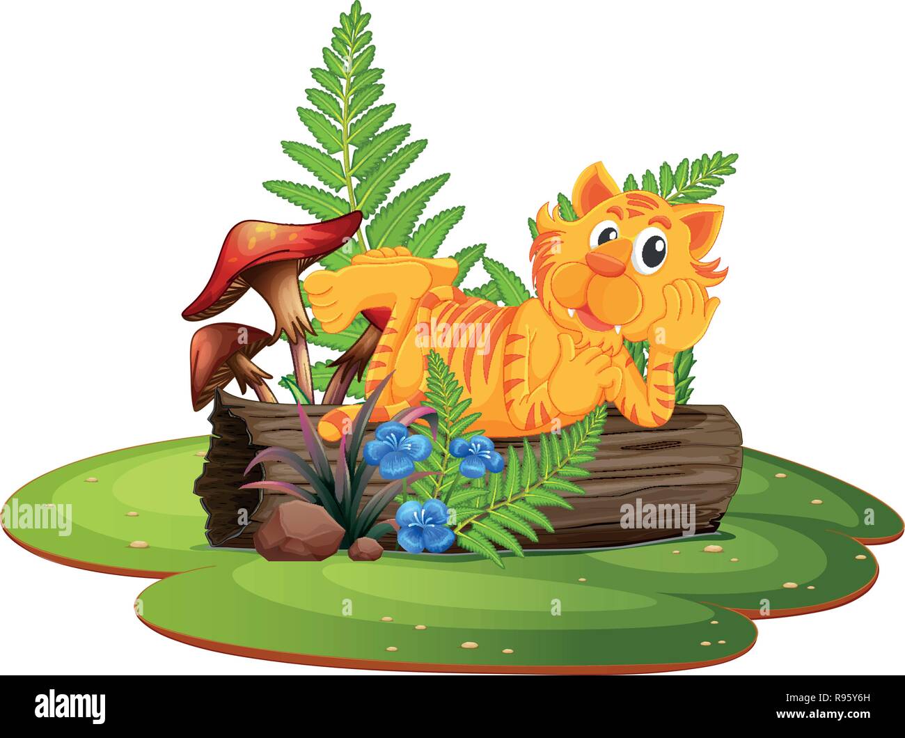Tiger on tree log illustration Stock Vector Image & Art - Alamy