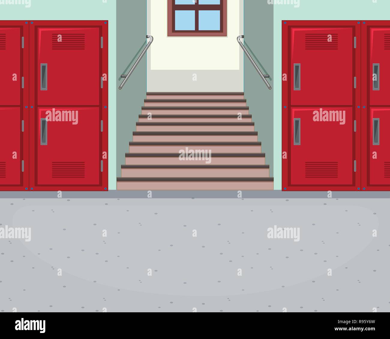 Empty school hallway background illustration Stock Vector Image & Art ...