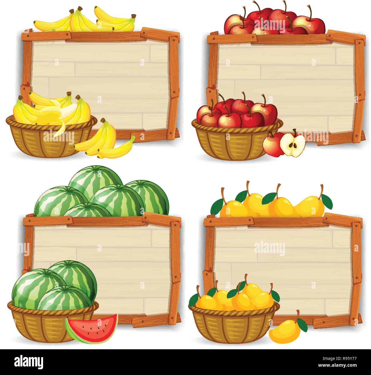 Set of fruit banner illustration Stock Vector Image & Art - Alamy