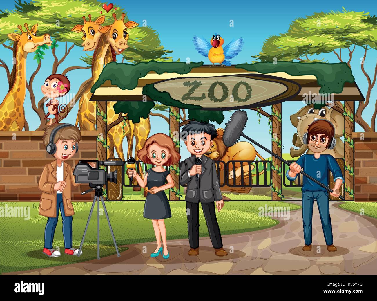 An outdoor interview at zoo illustration Stock Vector Image & Art - Alamy