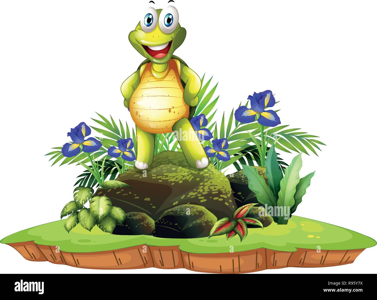 Isolated happy turtle in nature illustration Stock Vector Image & Art ...