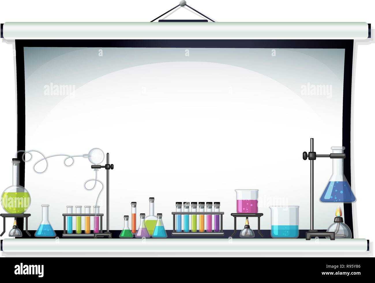 Projector screen with laboratory equipment illustration Stock Vector ...